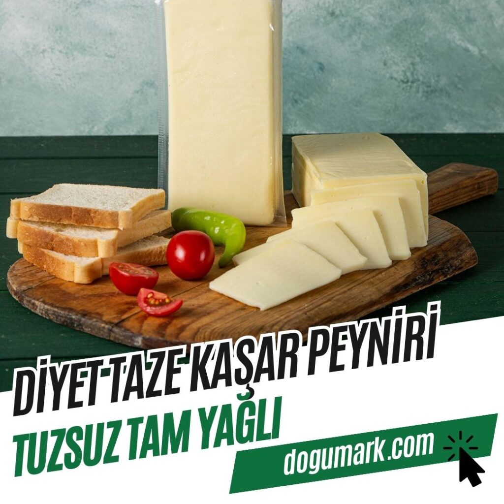 Diyet Taze Kaşar Peyniri (1 Kg) - Tuzsuz Tam Yağlı - DoğuMark